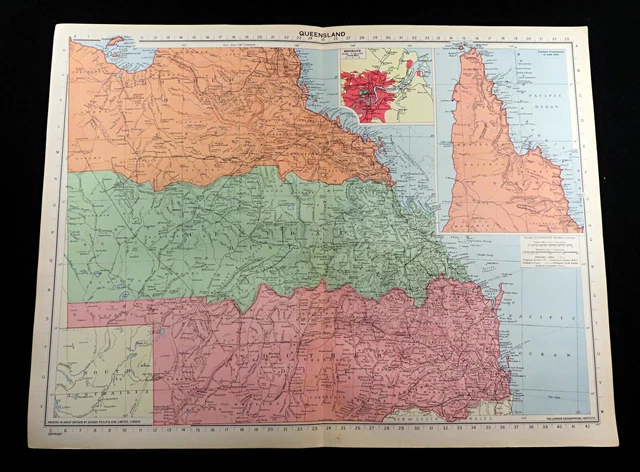 WW2 MAP QUEENSLAND Australia Northern Territory Wartime War Geography ...