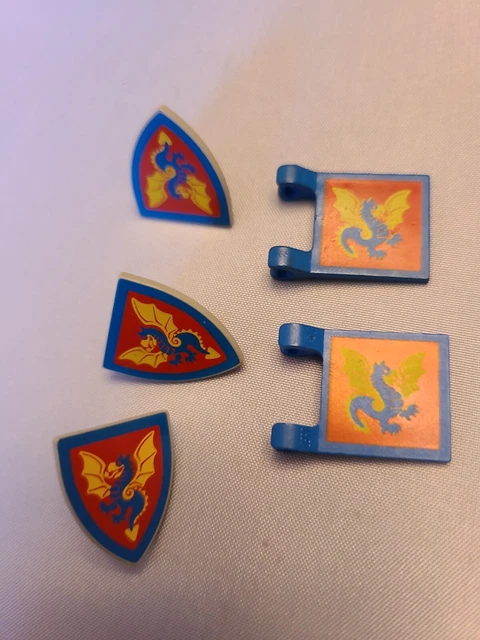 LEGO PARTS: DRAGON flags + shields ble and yellow £11.18 - PicClick UK