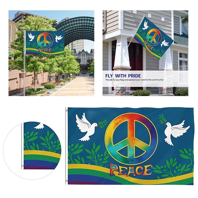 WORLD PEACE FLAG 90 X 150 Cm Large Polyester Peace Flag For Backyard ...