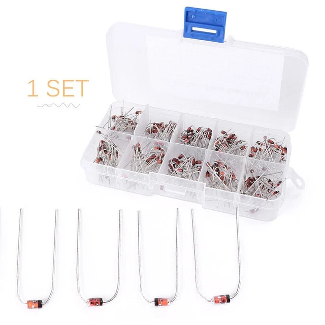 ZENER 1W DIODE assorted kit box 10value x20Pcs 1N4738~1N4748 8.2V~22V ...