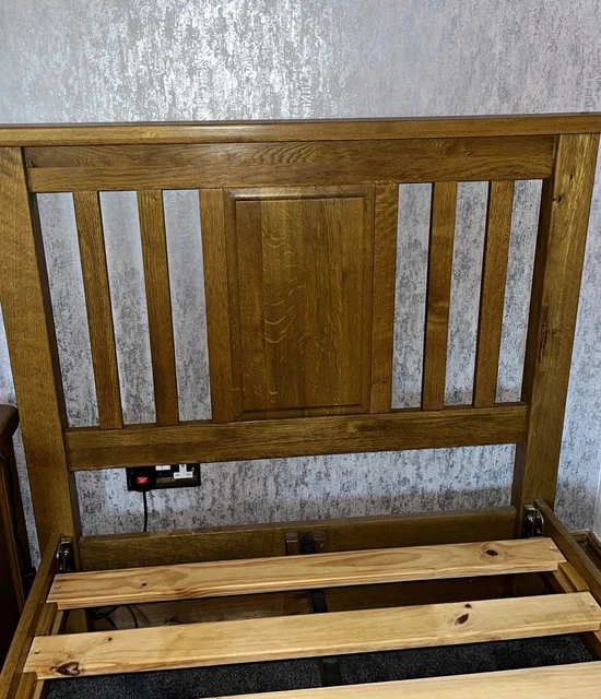 BARKER AND STONEHOUSE Single Oak Bed Frame with Headboard, Slatted Base ...