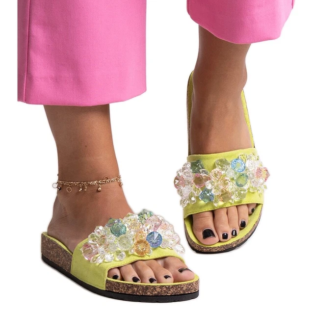 CHANCLAS VERDES DECORADAS con piedras Negistina EUR 30,34 - PicClick FR