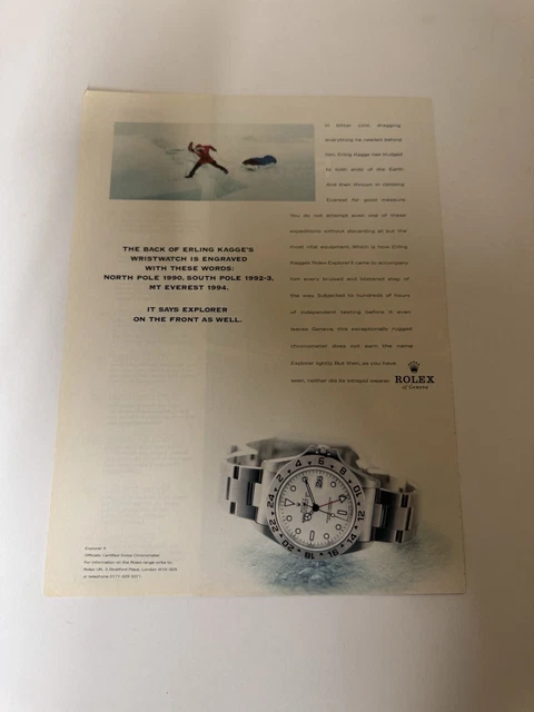 ORIGINAL 1990'S ROLEX Explorer II 2 Watch Magazine Advert Man Cave ...