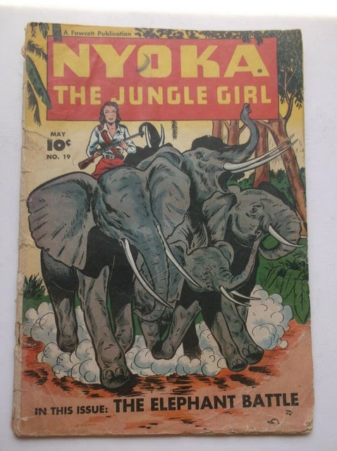 Publication Fawcett Nyoka The Jungle Girl 19 Elephant Battle 1948 6895