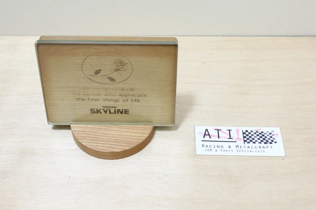 RARE JDM NISSAN Skyline Timber Wood & Glass Display Desk Piece Board ...