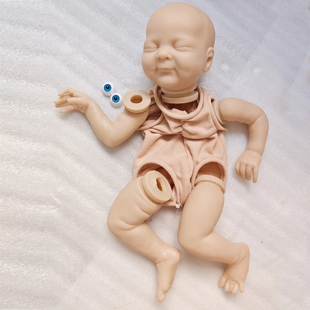 19& UNPAINTED REBORN Doll Kit Smile Baby Blank Mold with Eyes Cloth ...