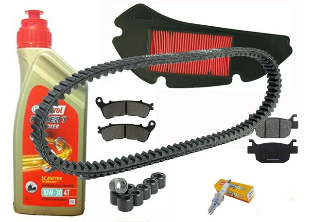 KIT HONDA SH 125 Castrol 10W30 Filtro Candela Rulli Cinghia Pastiglie ...