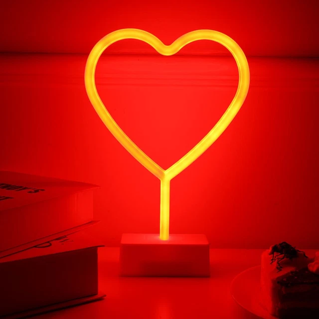 HEART DESIGN NEON Light LED Neon Lamp Night Lights with Base Table ...
