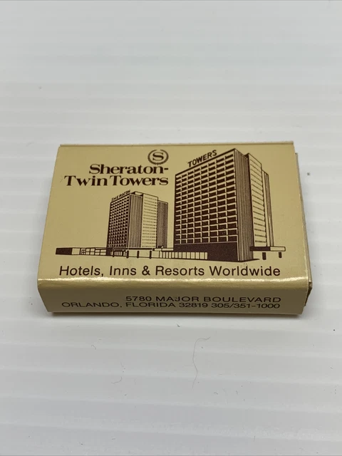 VINTAGE MATCHBOX COVER Book Box Sheraton Twin Towers Orlando Unstruck ...