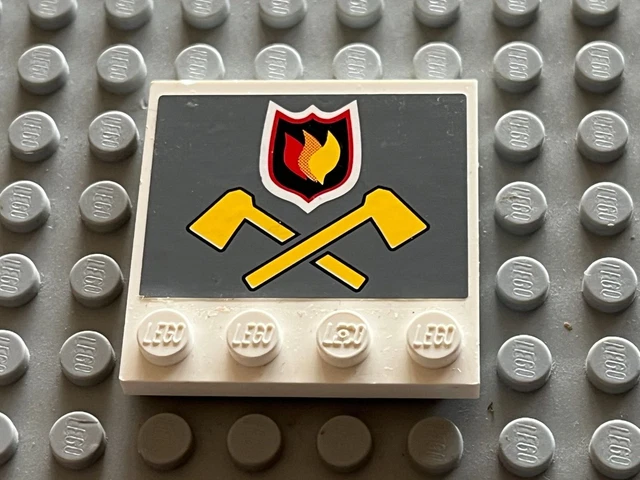 LEGO CITY TILE with Fire Logo sticker ref 6179pb032 / Set 7208 Fire ...