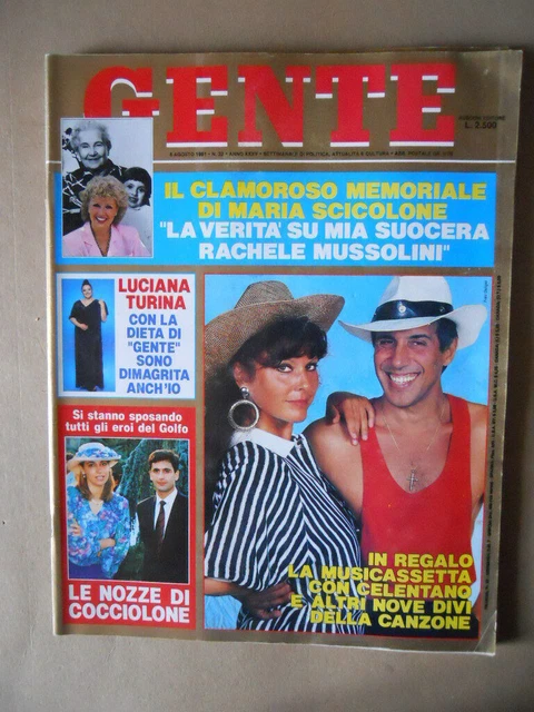 GENTE N 32 1991 Adriano Celentano Claudia Mori Alessandro Nannini Alfa ...