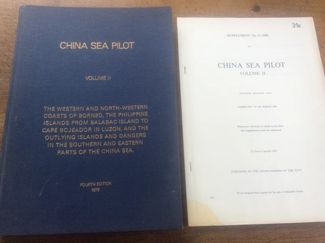 CHINA SEA PILOT V2 Borneo Philippines Balabac Luzon Naval Book Navy ...
