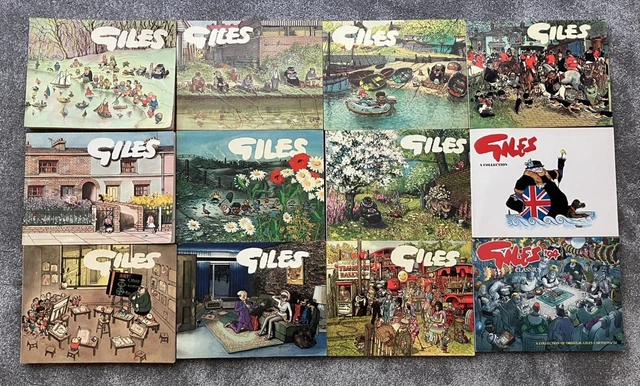 VINTAGE GILES CARTOON Annual Collection - 12 Copies Spanning 1965 to ...