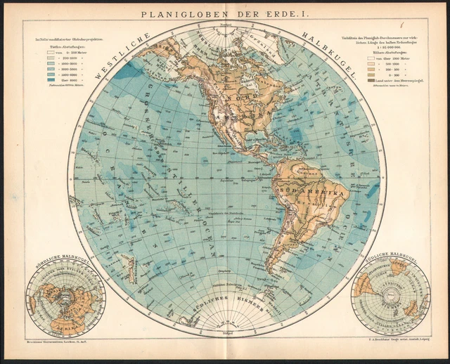 1897 LITHOGRAPHIE ORIGINALE Carte du globe Planisphère Amérique États ...