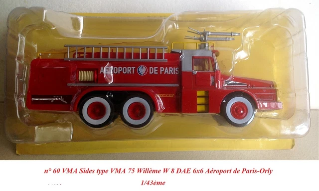 POMPIERS N° 60 VMA Sides type VMA 75 Willème W 8 DAE 6x6 Aéroport Orly ...