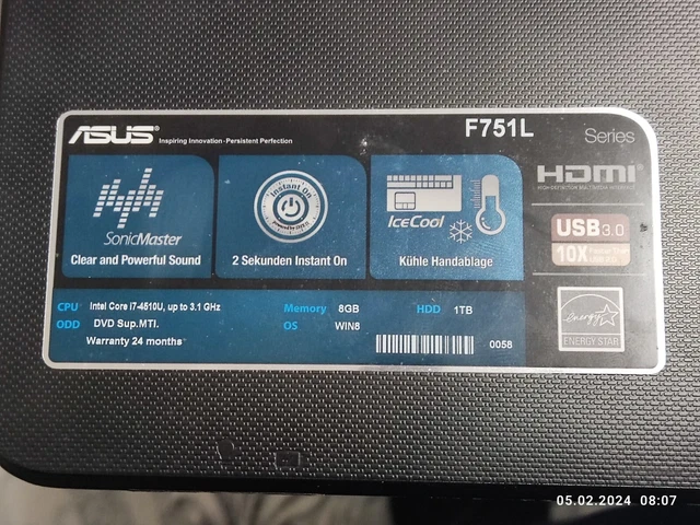 ASUS F751L INTEL i7-4510U /8 Go EUR 139,00 - PicClick FR