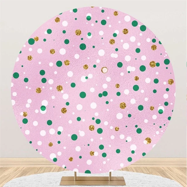 GREEN WHITE SPOT Roung Pink Birthday Party Backdrop $37.90 - PicClick AU