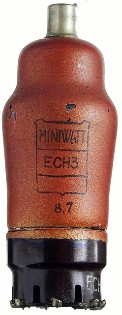 ECH3 TRIODE-HEXODE, ROUGE. Un tube radio historique de Tungsram ...