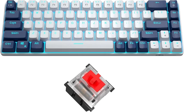 60 PERCENT GAMING Mechanical Keyboard, Minimalist MK-Box Blue Backlit ...