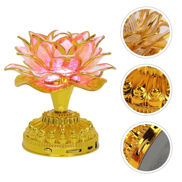 2 PCS LOTUS Shaped Lamp Buddha Hall Lamp Ornament Decor (Golden) LED ...