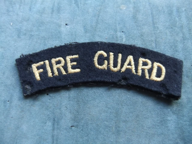 WW2 CIVIL DEFENCE Fire Guard patch arp badge home front war embroidered ...