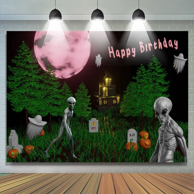 ALIEN CEMETERY HALLOWEEN Moon Birthday Backdrop $36.09 - PicClick AU