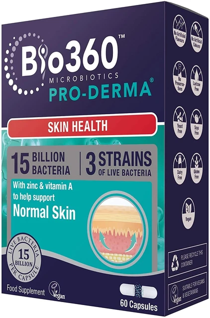 BIO360 PRO-DERMA (15 Billion Bacteria)|from Natures Aid|Skin Health*|60 ...