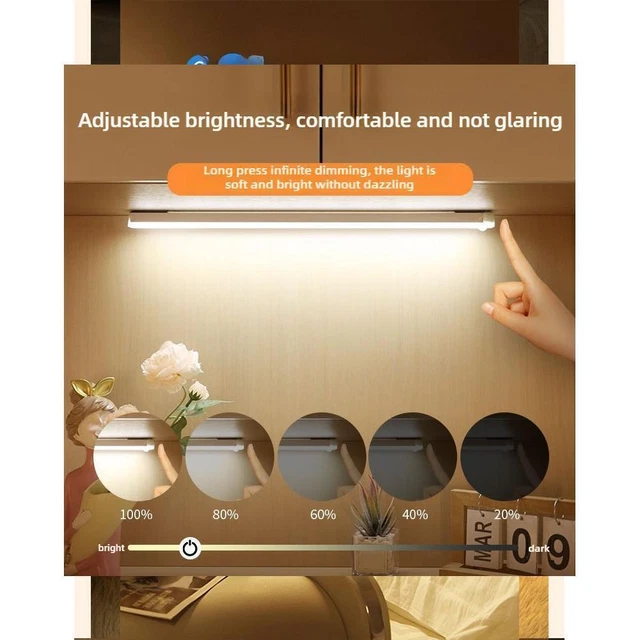 MOTION SENSOR MAGNETIC attraction Light USB Recharge LED Wireless Strip ...