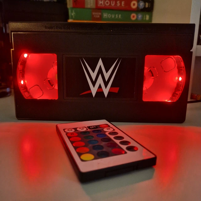 WRESTLING WWE WWF Logo USB LED VHS Tape Lamp Birthday Gift Retro Light ...