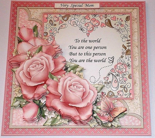 HANDMADE GREETING CARD 3D All Occasion With A Heart And Roses With ...