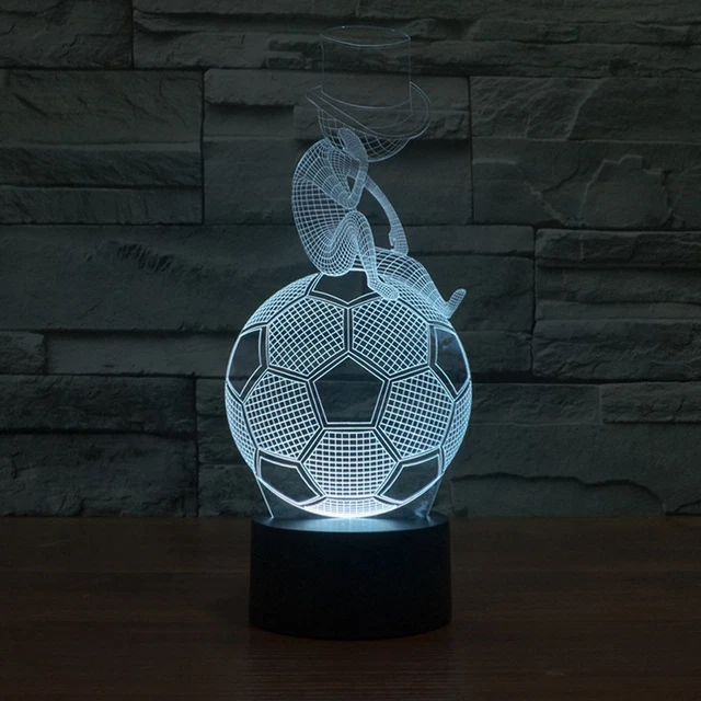 THINKING FOOTBALL BOY Design Lamp 3D LED Night Light Touch Desk Lamp £ ...