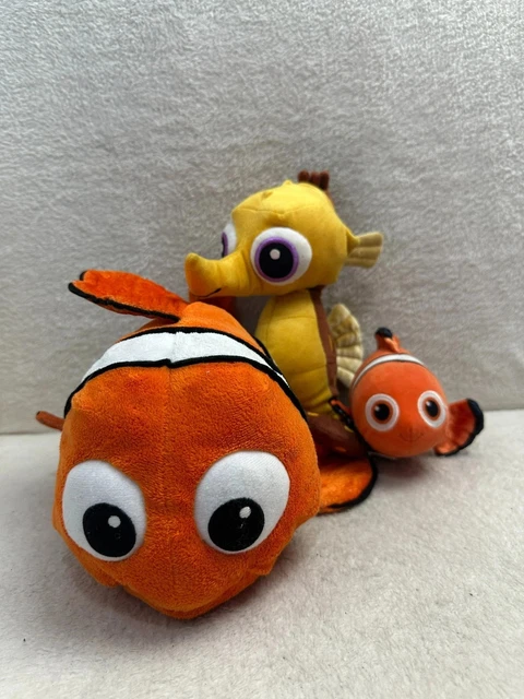 DISNEY PIXAR FINDING Nemo Sheldon seahorse Nemo soft toy plush bundle £ ...