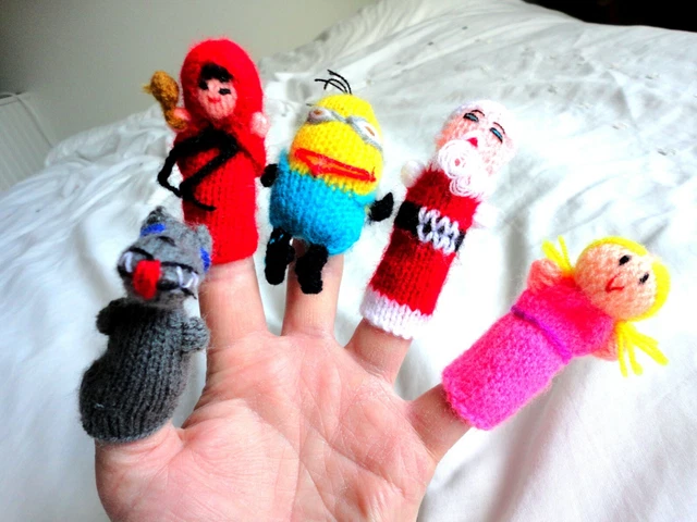 FINGER PUPPETS - 1X Santa, 1X Pink Lady, 1X Red Riding Hood, 1X Wolf ...