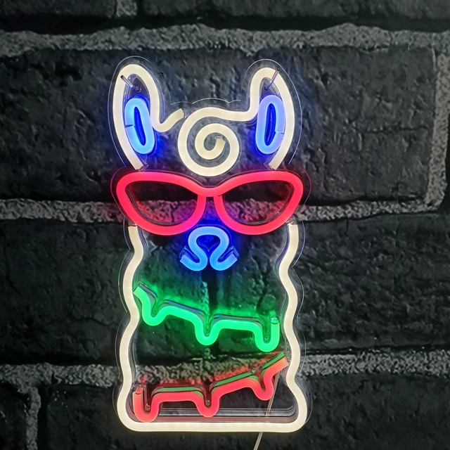 NEON LED SCHILD Lama Alpaka Licht Wand Deko Leuchte Setup Streamer ...