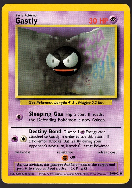 GASTLY 50/102 BASE Set 1999 Pokemon TCG Card NM $3.89 - PicClick AU