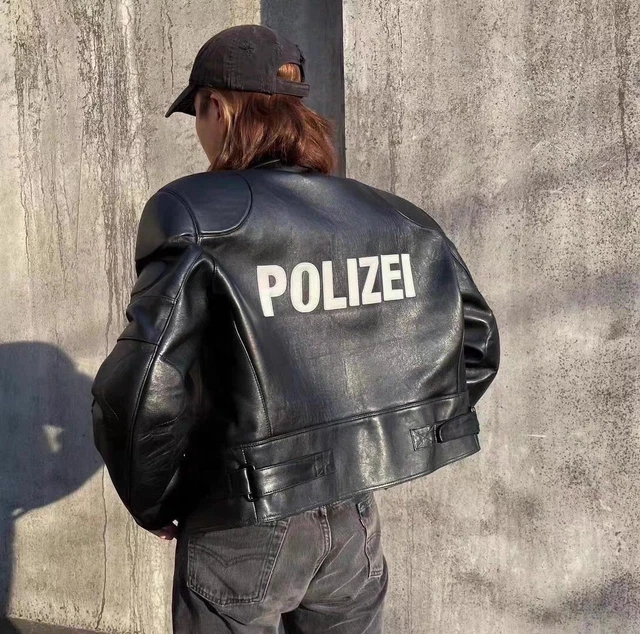 ORIGINAL VETEMENTS MOTORCYCLE Leather Jacket Polizei Wild Man Biker ...