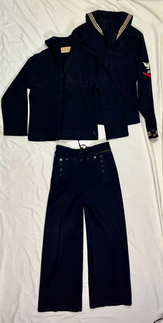 WWII US NAVY Sailor Uniform 3-Pc Set Naval Clothing Factory Wool ...