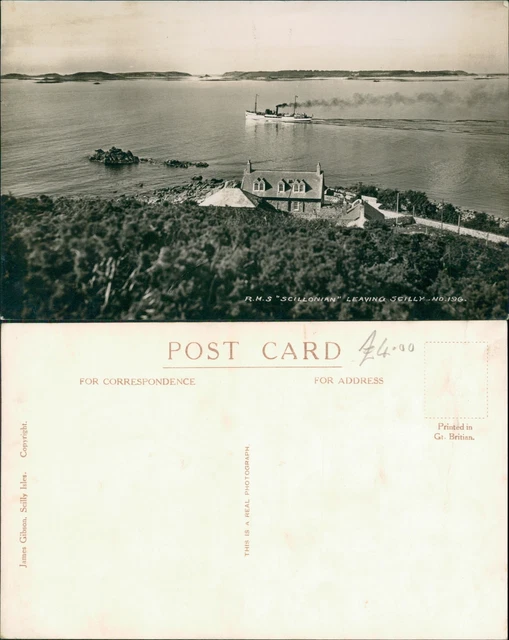 RMS SCILLONIAN LEAVING Scilly 196 Real Photo James Gibson RP £5.68 ...
