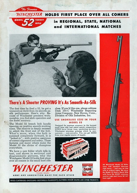 1948 WINCHESTER MODEL 52 Rifle Original Print Ad $16.95 - PicClick