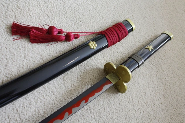S0569 ANIME ONE Piece Roronoa Zoro Kozuki Oden Enma Sword Red Flame ...