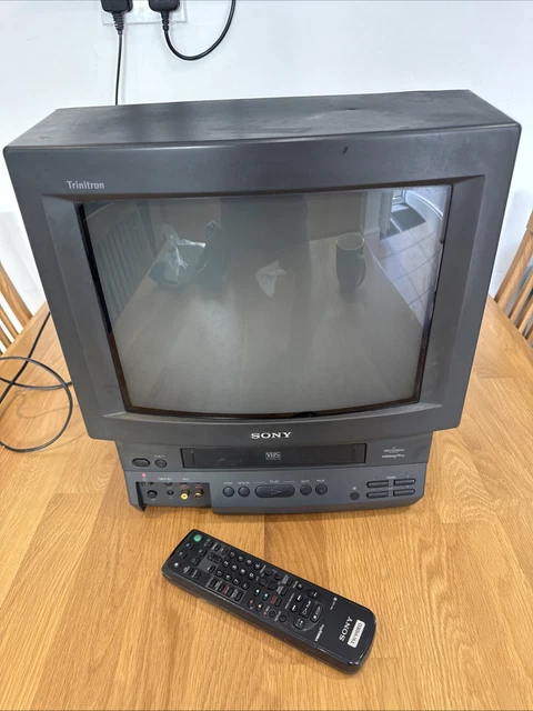 SONY TRINITRON KV-14V5U. CRT Colour TV VHS Combo Retro Gaming 14" With ...