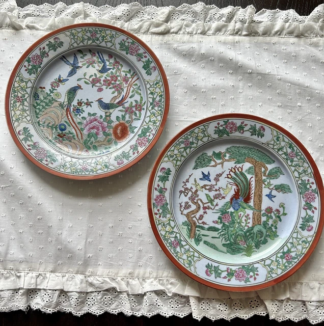 PAIR OF ASIAN Birds Plate Decorative Hand Painted 10.25" Macau China £ ...