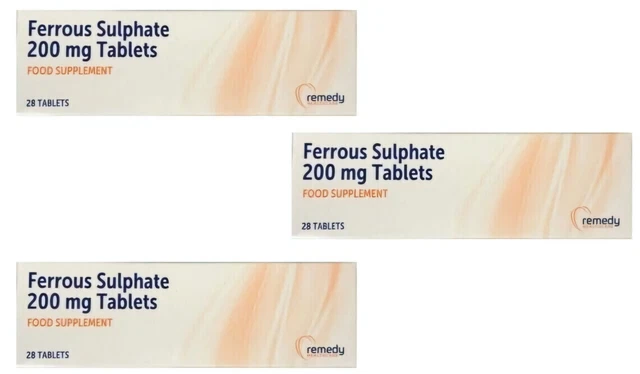 3 X FERROUS 200mg - Iron Tablets - 28 Tablets (food supplement ...