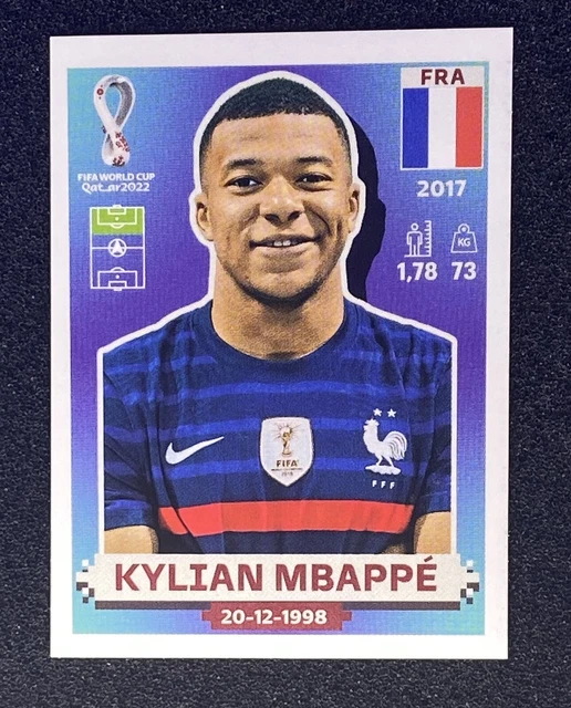 PANINI WORLD Cup Qatar 2022 Kylian Mbappe Blue Parallel- Rare Sticker £ ...