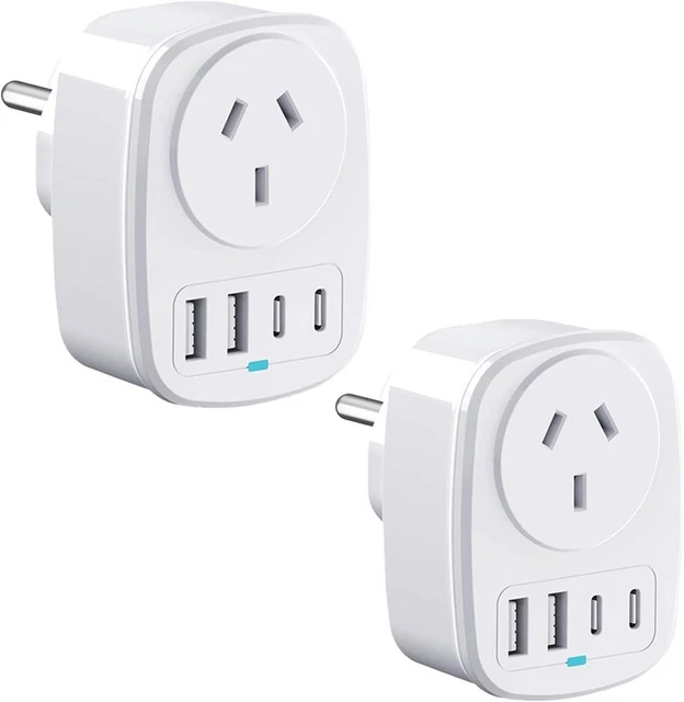 AU TO EU Travel Adapter 2pcs, Autralia to European Travel Plug with 4 ...