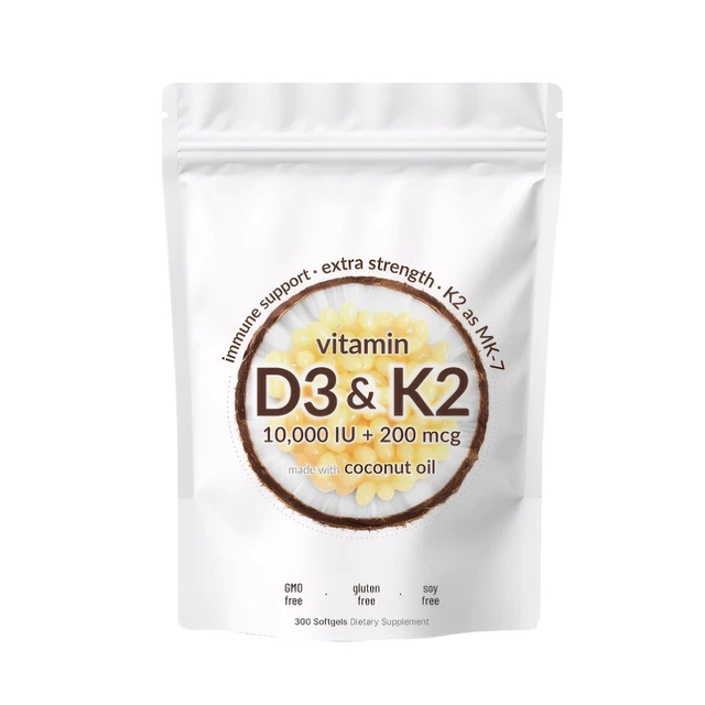 US VITAMIN D3 K2 Extra Strength D3 K2 Supplements Softgel Capsules with ...