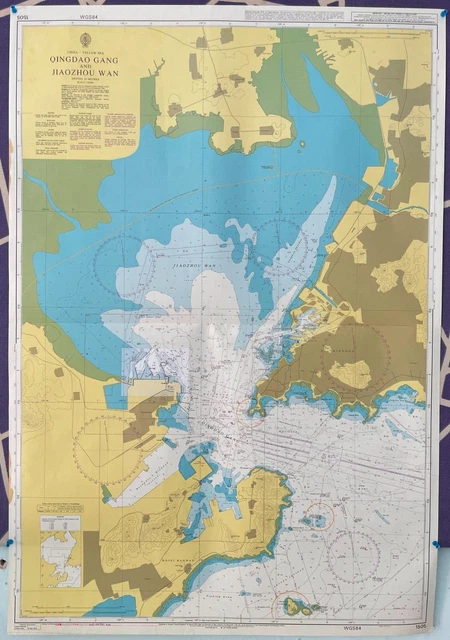 AMIRAUTÉ 1505 CHINE Jaune Mer Qingdao Gang Et Jiaozhou Wan Carte Chart ...