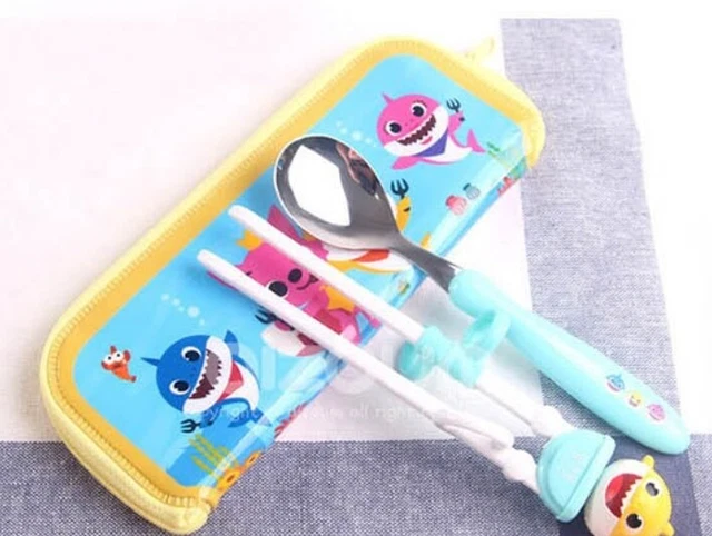 PINKFONG BABY SHARK Family Cup 3pc + Training Chopstick Spoon Case Set ...