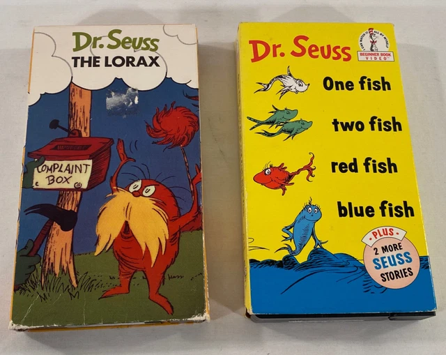 PAIR DR. SEUSS VHS Tapes The Lorax + One Fish, Two Fish, Red Fish, Blue ...