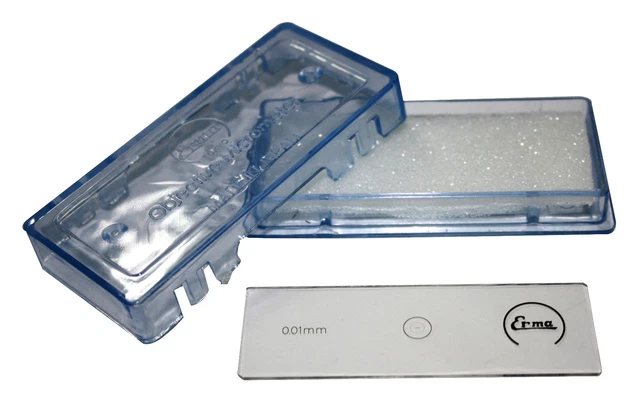 MICROMETER GLASS STAGE Slide 10 Microns for Microscope Calibration HLS ...